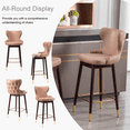29.9" Faux Leather Bar Stools with Back, Solid Wood Legs, Footrest ...