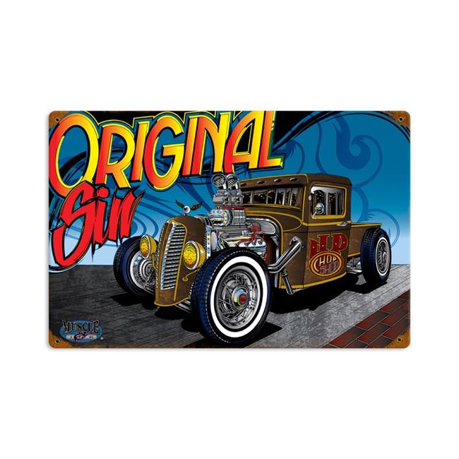Muscle & Ink MNI045 12 x 18 in. Rat Rod Original Sin Vintage Metal Sign ...