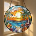 Beach Sunset Stained Glass Style Suncatcher – Window Hanging Decor ...