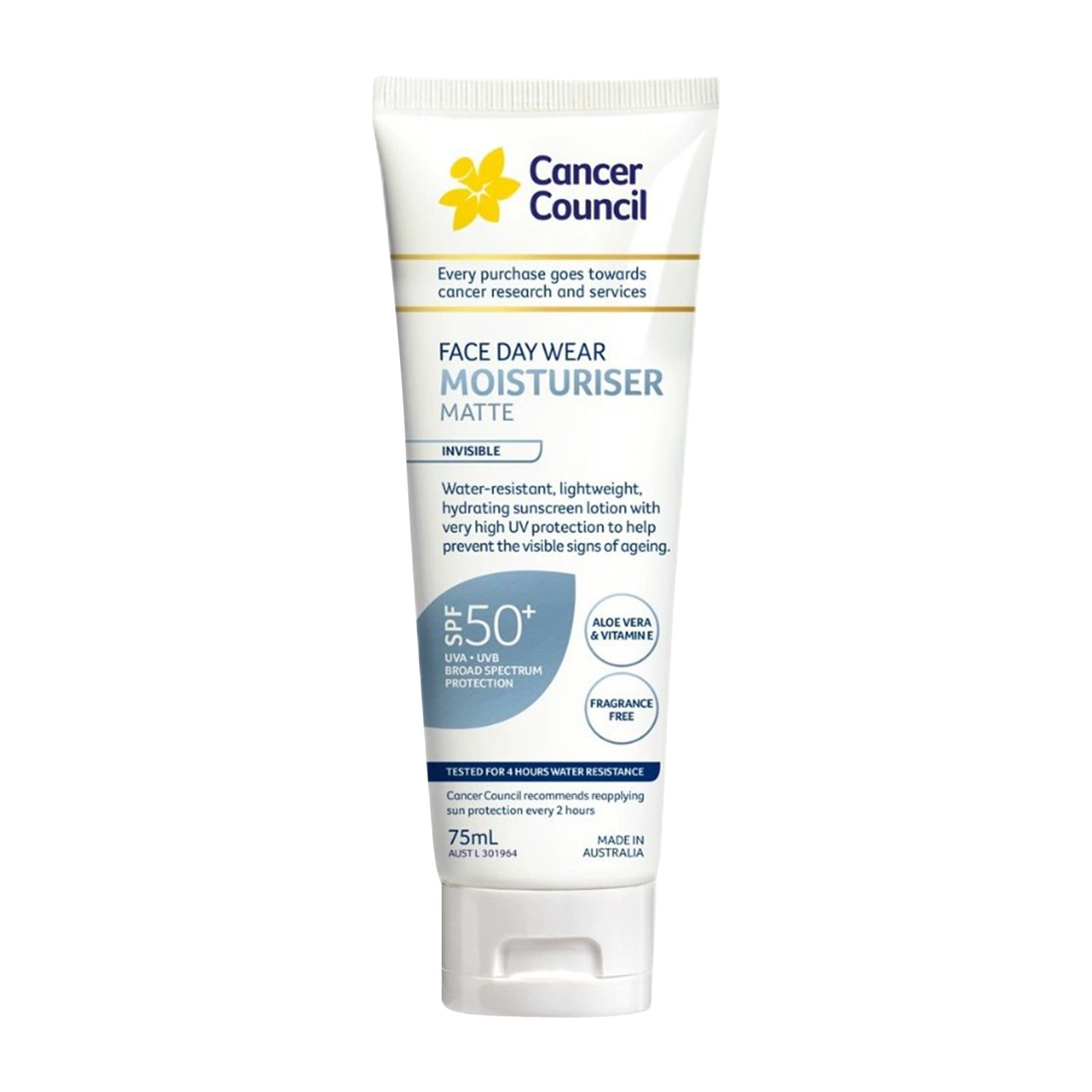 Hidratante de día para rostro Cancer Council Matte SPF 50+,75 ml ...