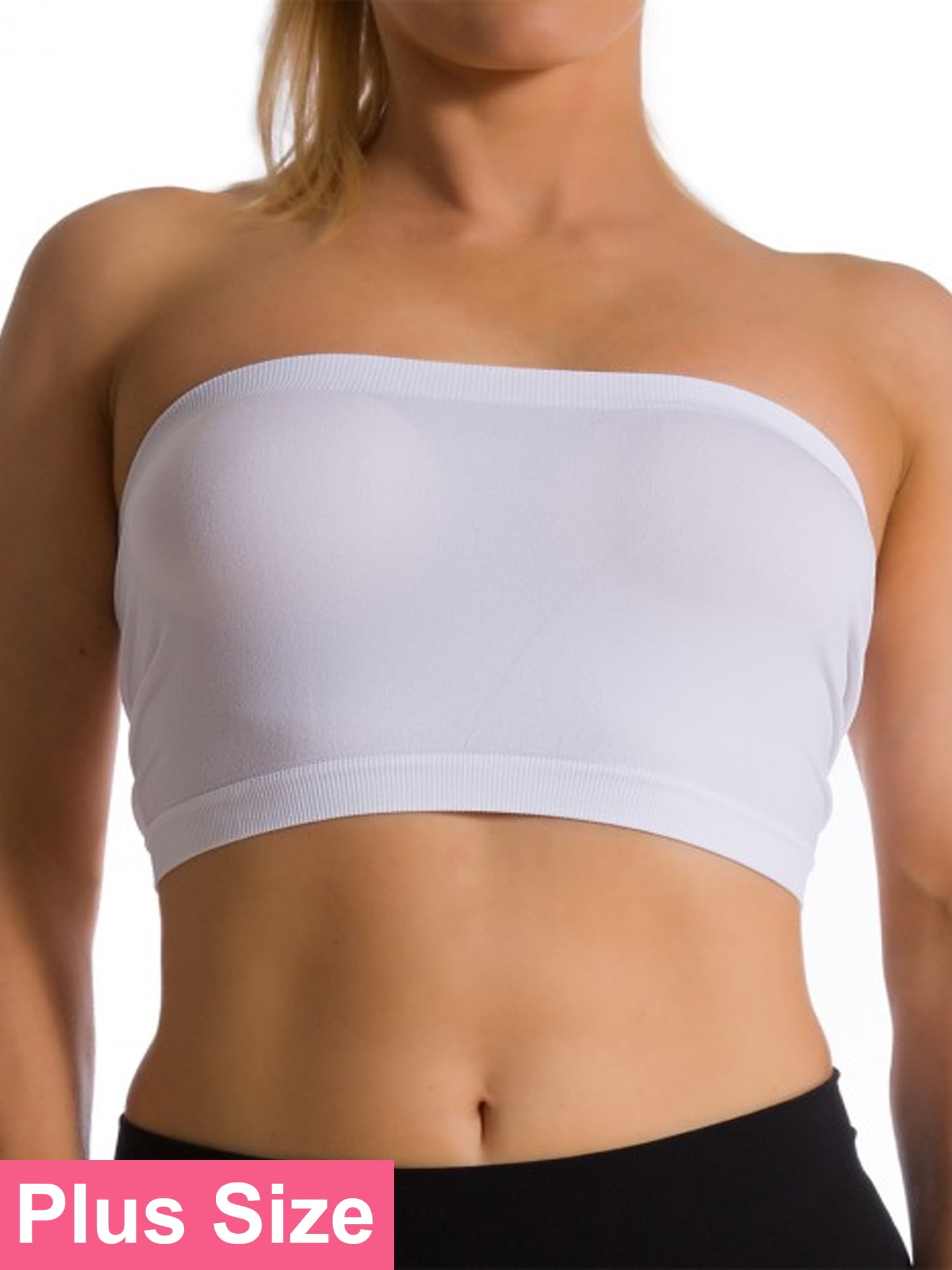 Women's Plus Size Tube Top Bra Seamless Strapless Bandeau Bra XL 1X 2X ... Women's Plus Size Tube Top Bra Seamless Strapless Bandeau Bra XL 1X 2X ...