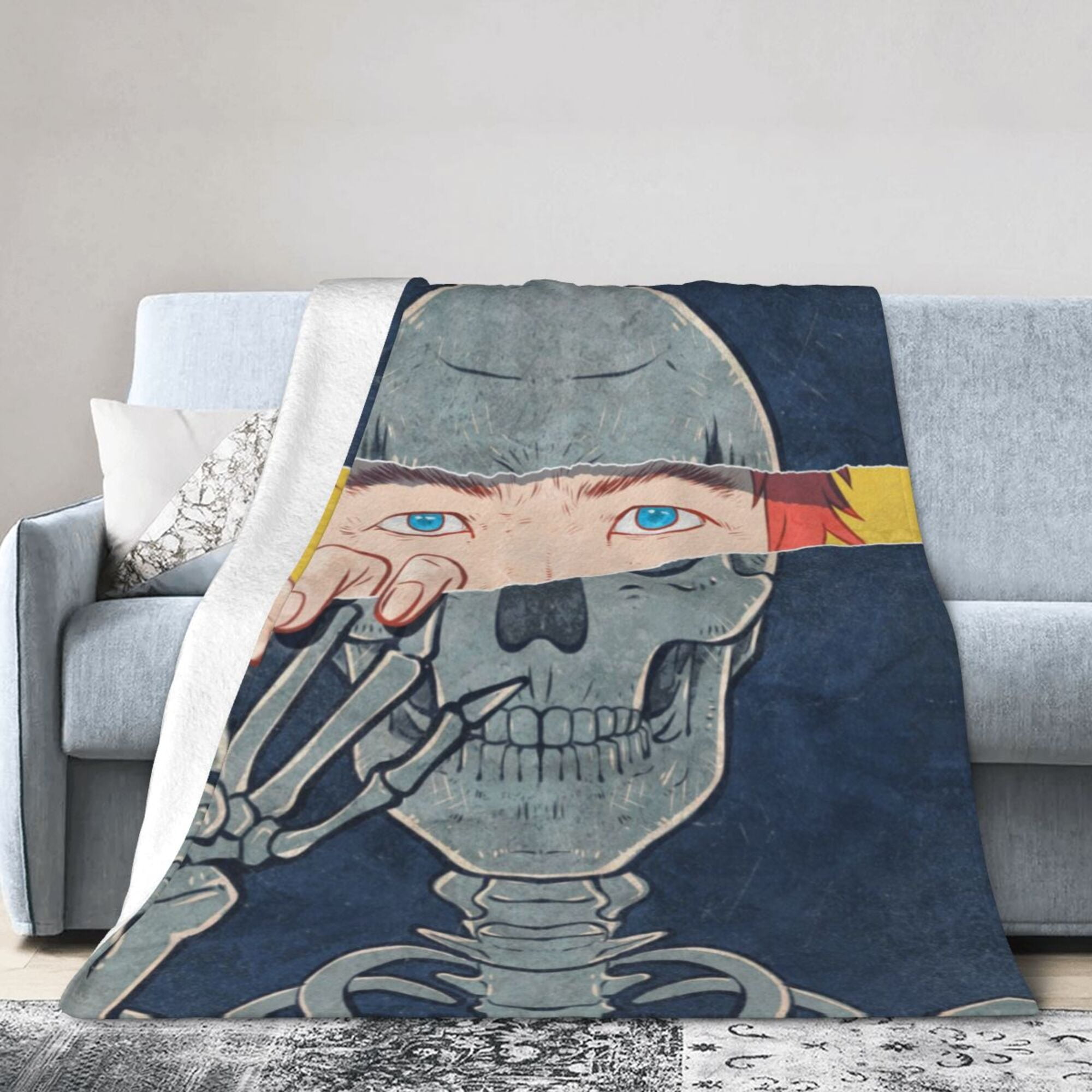 ZICANCN Skull Creativity Drawing Anti-Pilling Flannel Bed Throw ...
