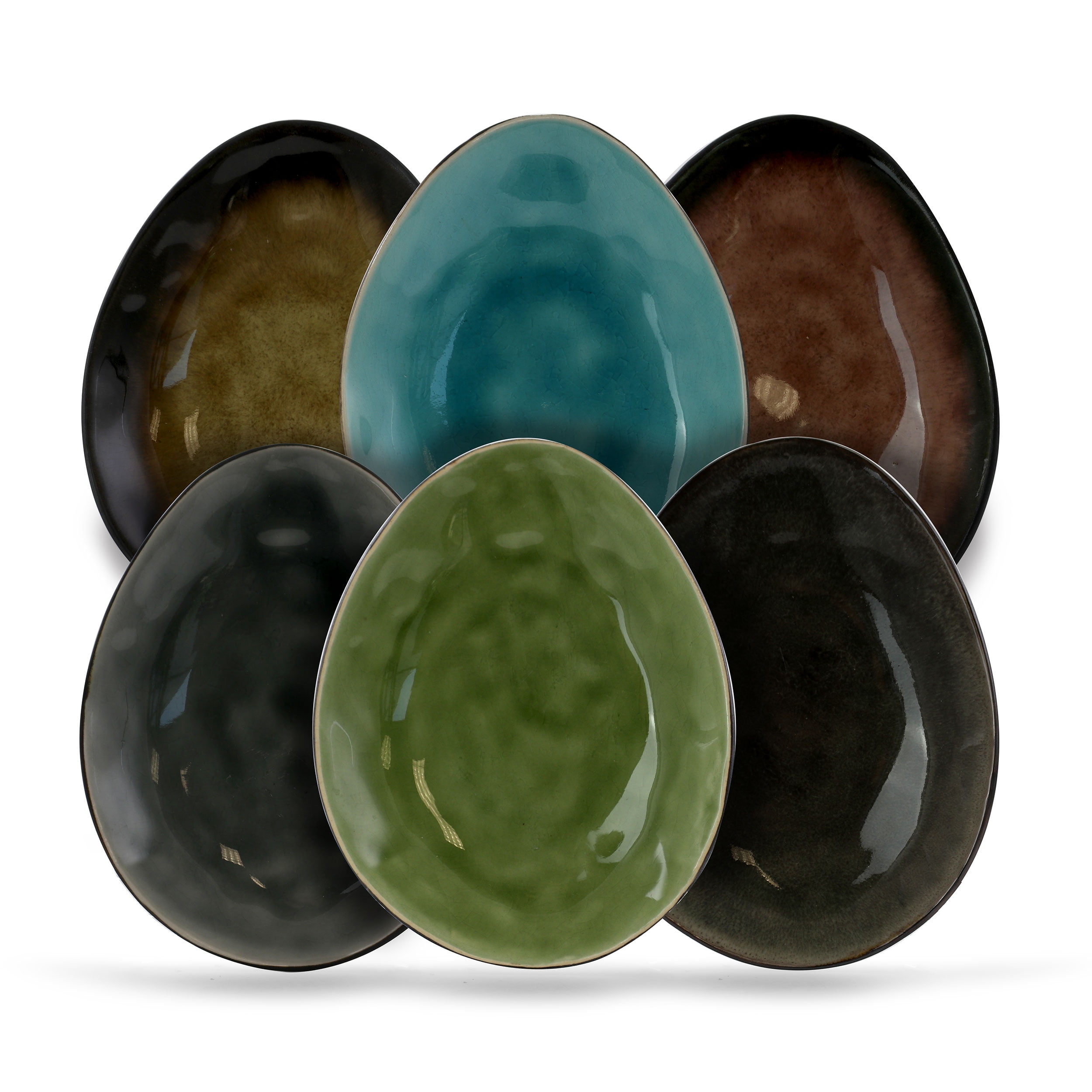 Assorted color Oval shape 5.75 inch small plates set of 6 - Walmart.com ...