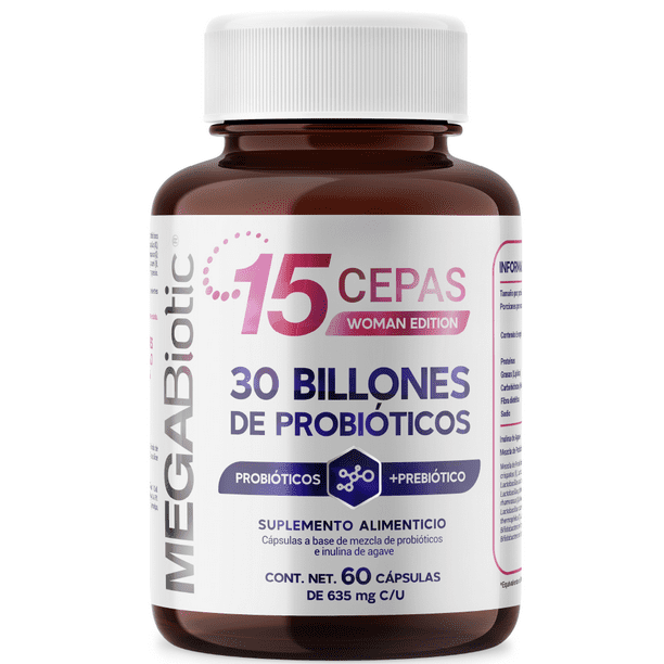 Probióticos 30 Billones 15 Cepas | MEGABIOTIC | 60 Cápsulas | Mezcla Probióticos e Inulina de ...