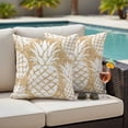 Beige Yellow Pineapple Outdoor Waterproof Throw Pillow Covers 20x20 Set ...