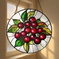 Cherry Stained Glass Suncatcher Cottagecore Window Art Sweet Fruit ...