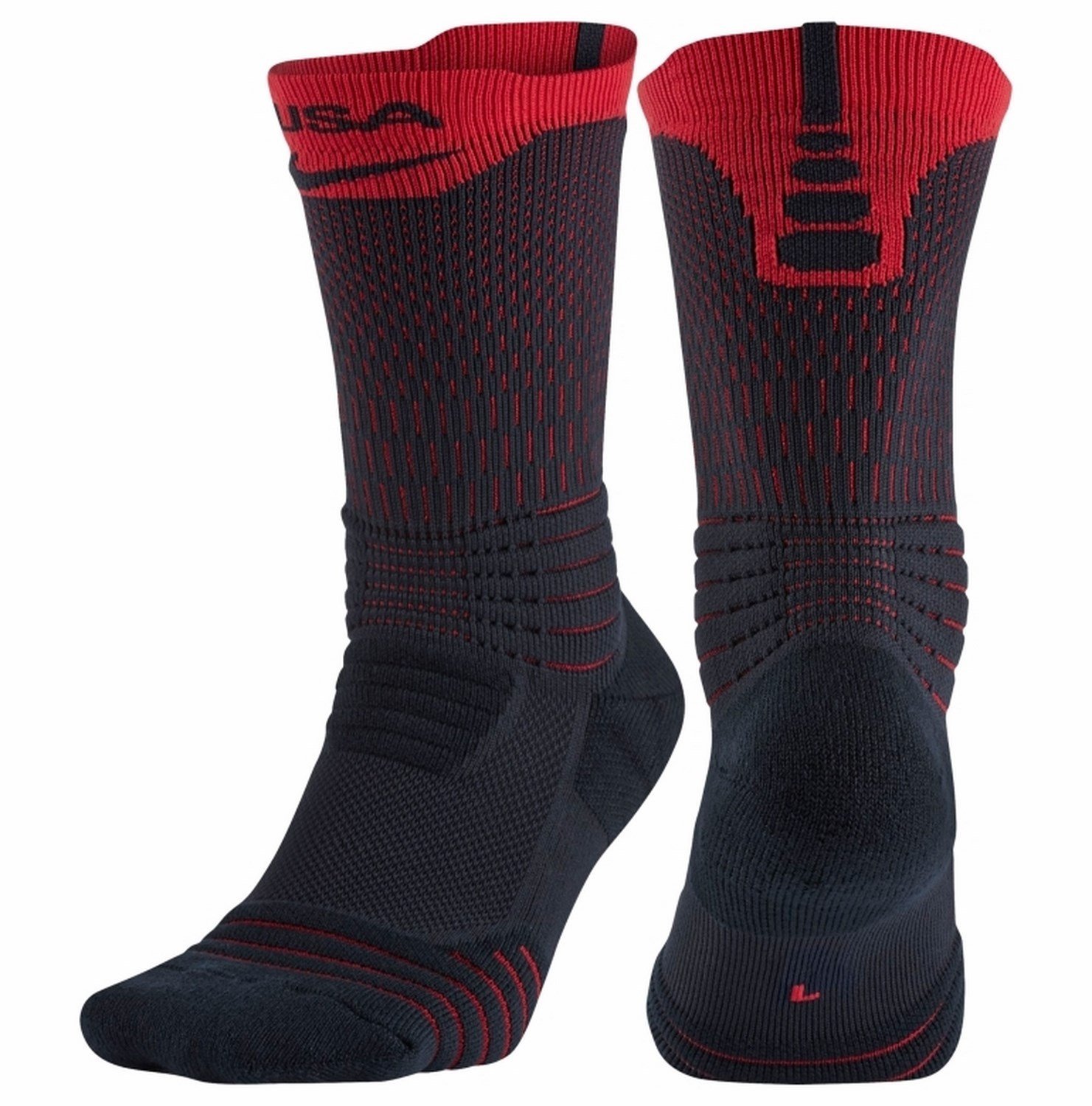 Nike Mens USA Elite Versatility Crew Basketball Socks Navy Red