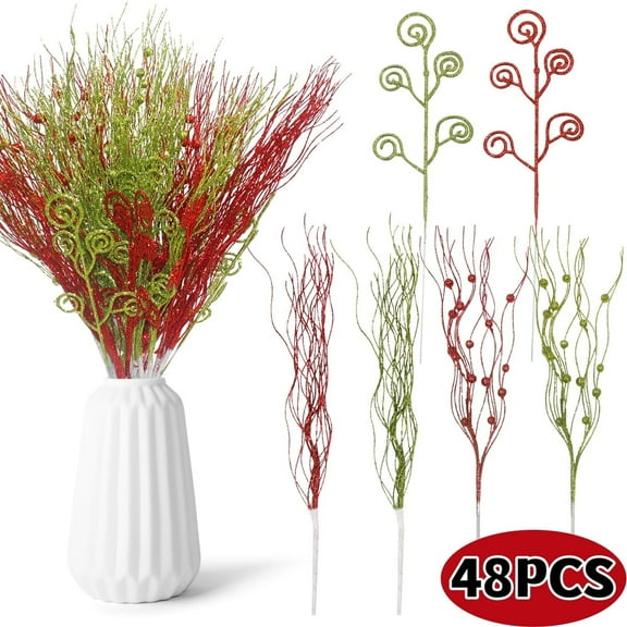 Christmas Picks Floral Picks Berry Picks Glitter Twigs Decor for ...
