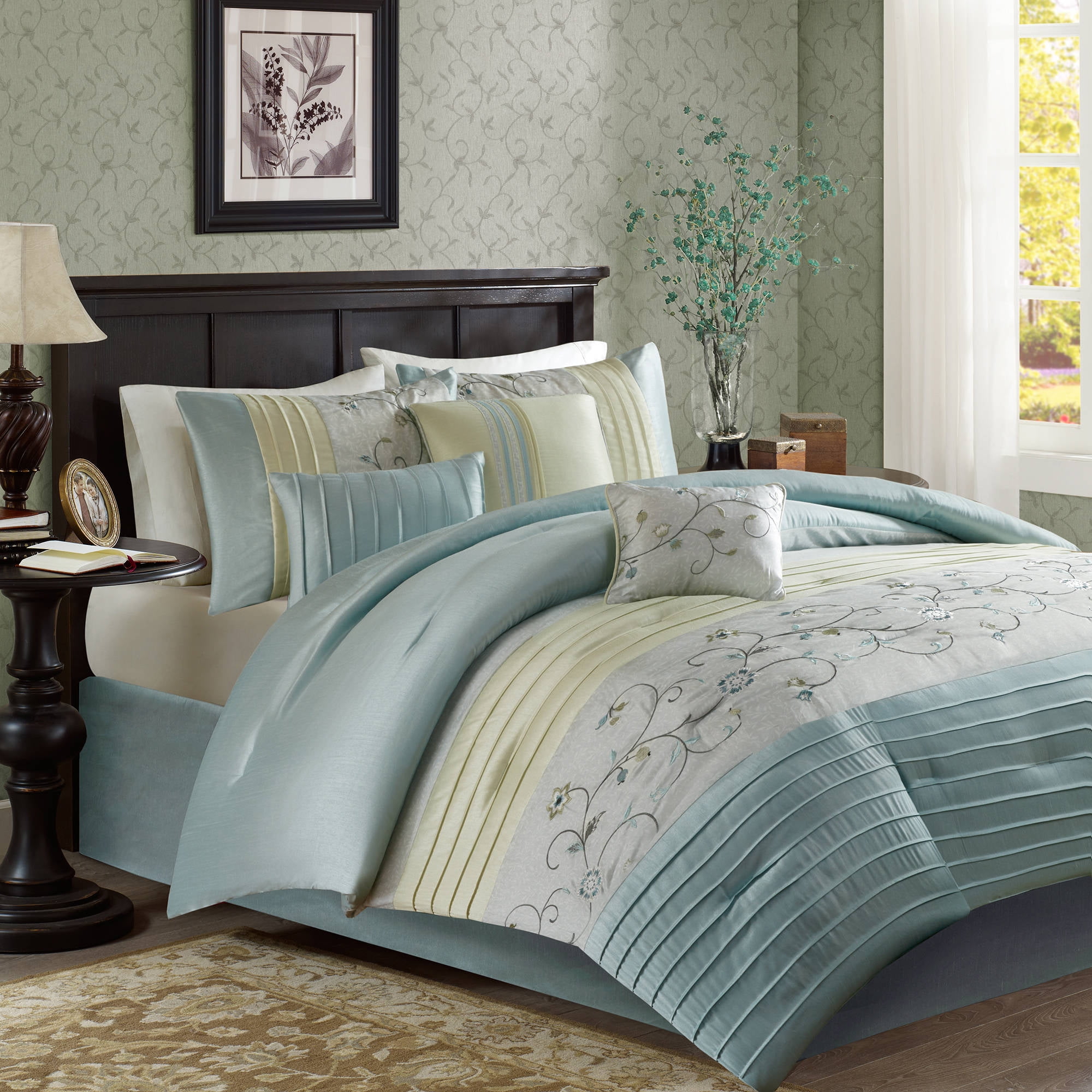 Home Essence Monroe 7 Piece Embroidered Comforter Set - Walmart.com