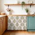 Abstract Beige Floral Cabinet Curtains 11" W x 13" L, Vintage Exotic ...