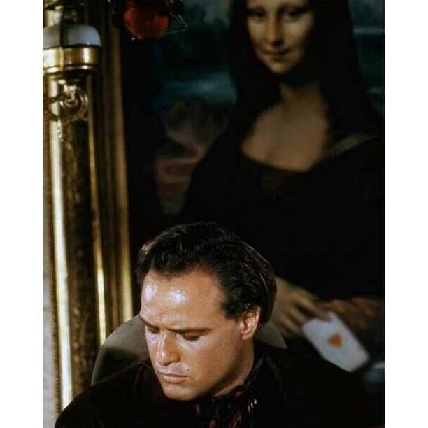 Marlon Brando cool pose in front of Mona Lisa style painting 8x10 inch ...