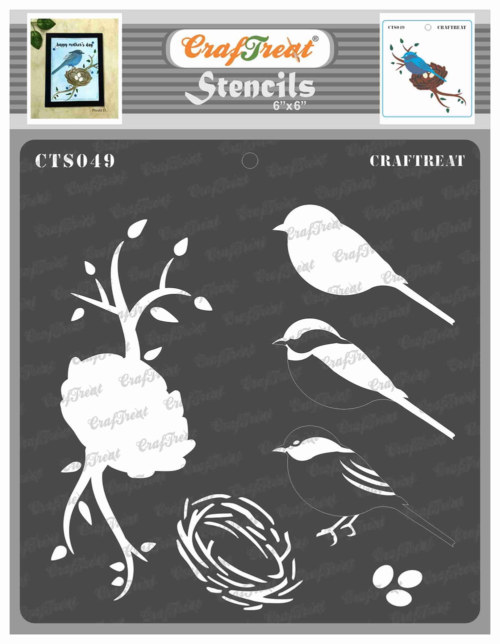 CrafTreat Layered Bird and Nest Stencil for Painting and Crafting - 6 ...