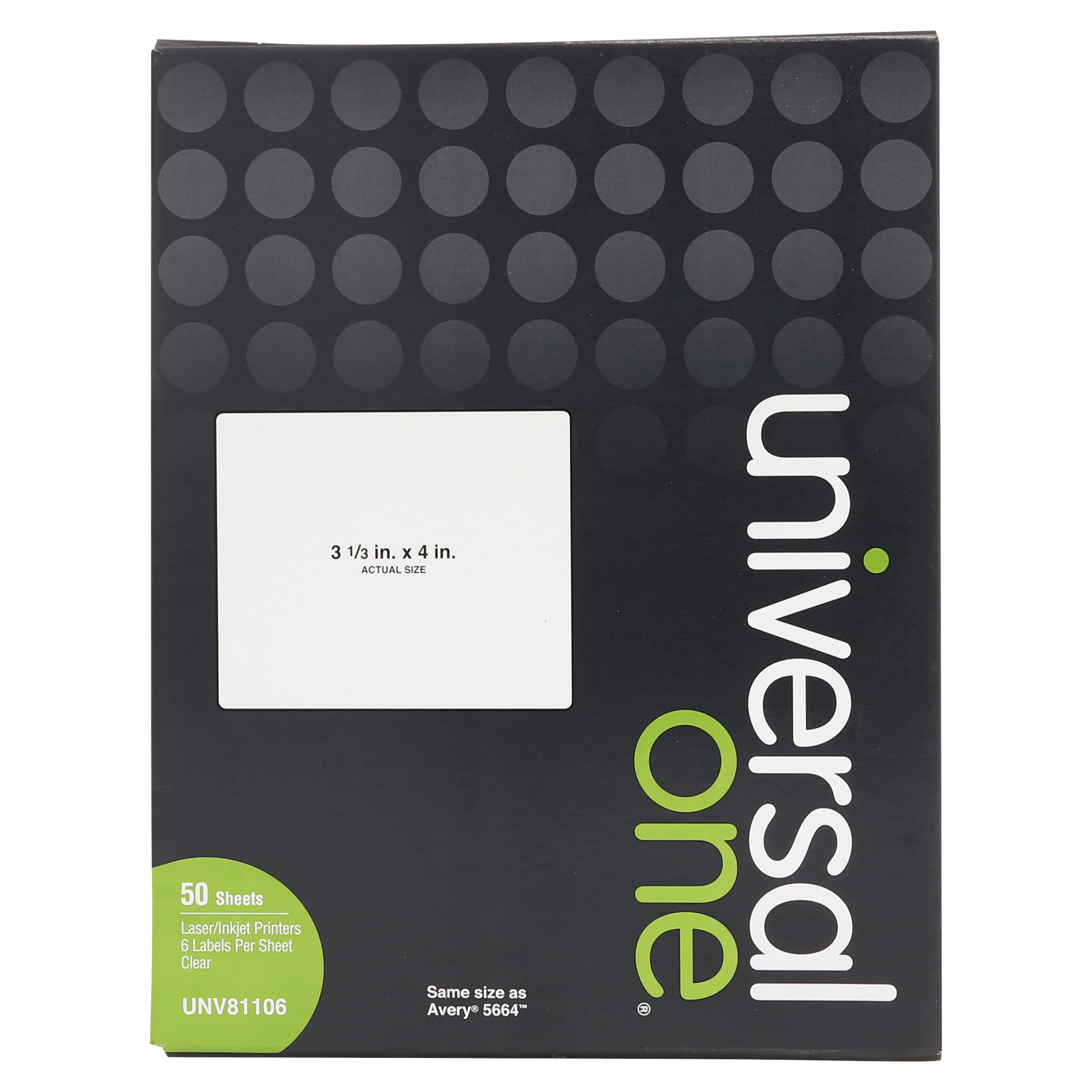 Universal Laser Printer Permanent Labels, 3-1/3 x 4, Clear, 300/Box ...