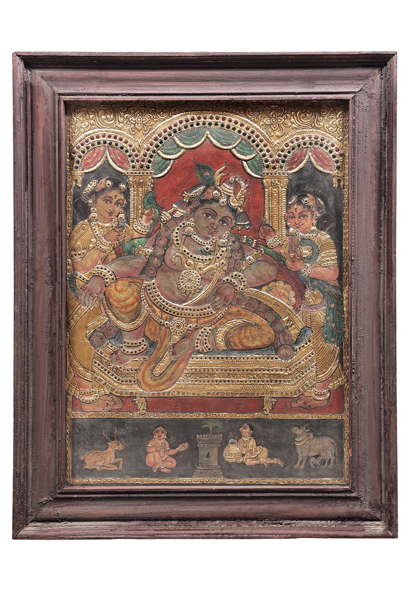 Navaneeta Krishna Tanjore Painting | Traditional Colors With 24K Gold ...