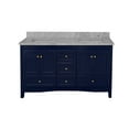 Abbey 60" Double Bathroom Vanity with Royal Blue Cabinet and Carrara ...