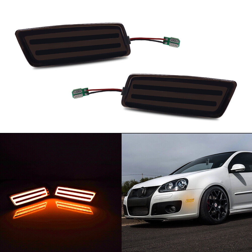 GTINTHEBOX For 2006-2009 MK5 Golf/GTI Dark Smoke Lens Amber Front Side ...