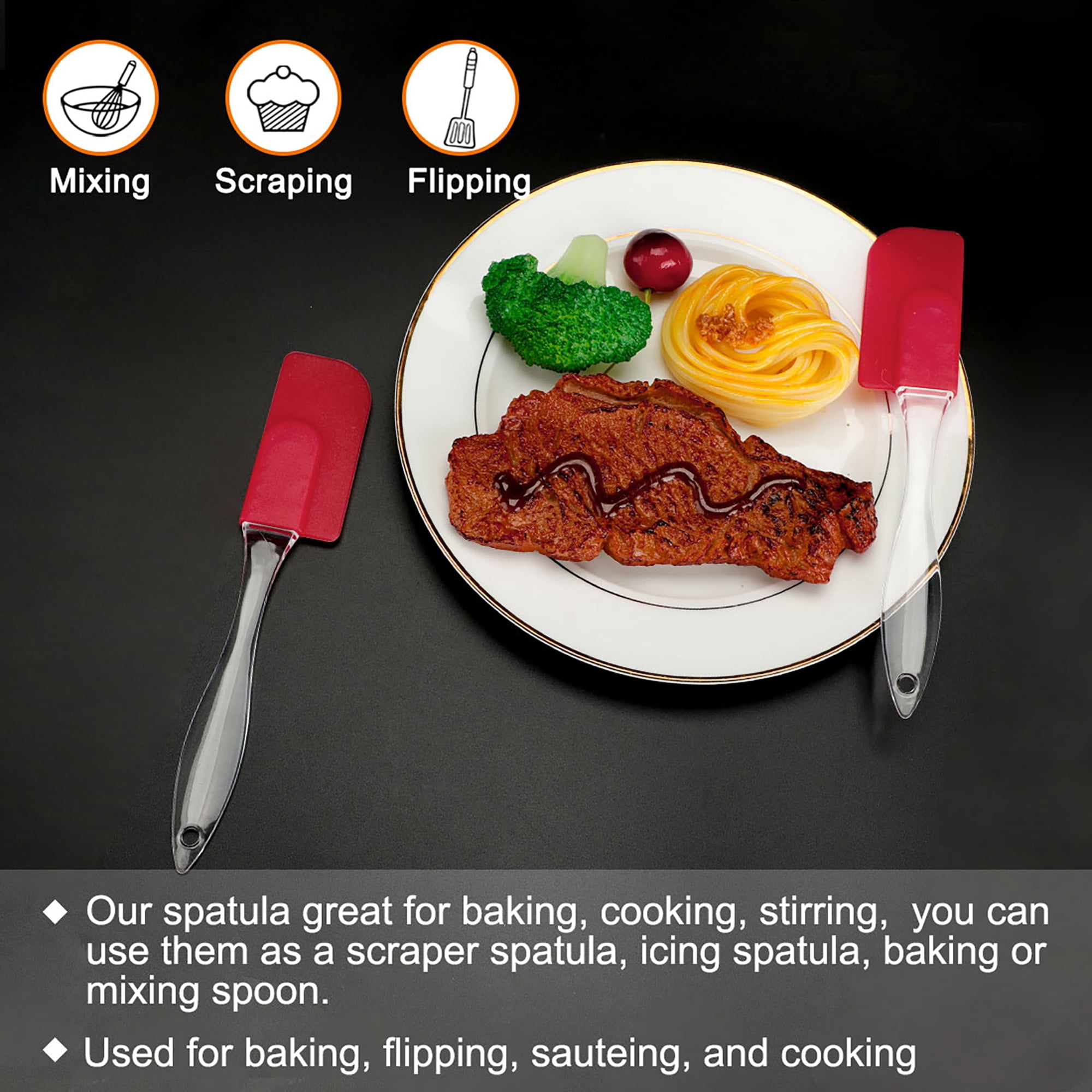 2 Pcs Small Flexible Cooking Silicone Spatula Heat Resistant Turner ...