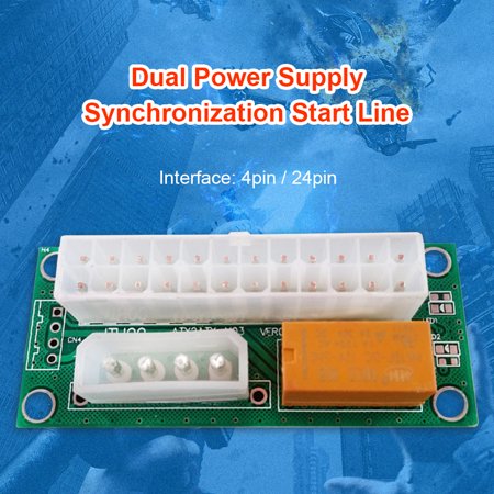 Coiry 24 Pin to 4 Pin Power Supply Dual PSU Cable Adapter Sync Starter ...