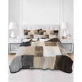 Abstract Plaid Quilts Bedding Set Twin Size Brown Distressed Color ...