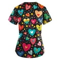 Dwralegc Women's Valentines Printed Scrub Tops Short Sleeve Shirt Love ...