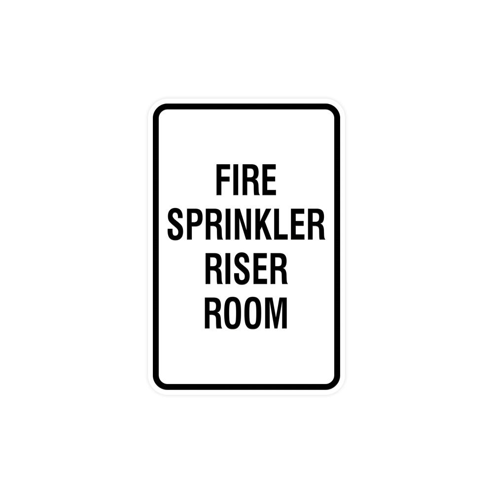 Portrait Round Fire Sprinkler Riser Room Sign (White) - Small 4" x 6 ...