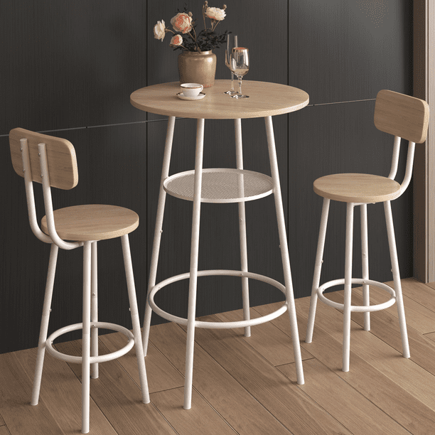 paproos Bar Table Set of 3, 3-Piece Counter Height Dining Table and ...