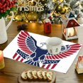 7 Piece Linen Table Runner and Placemats Set, Eagle With Shield And ...