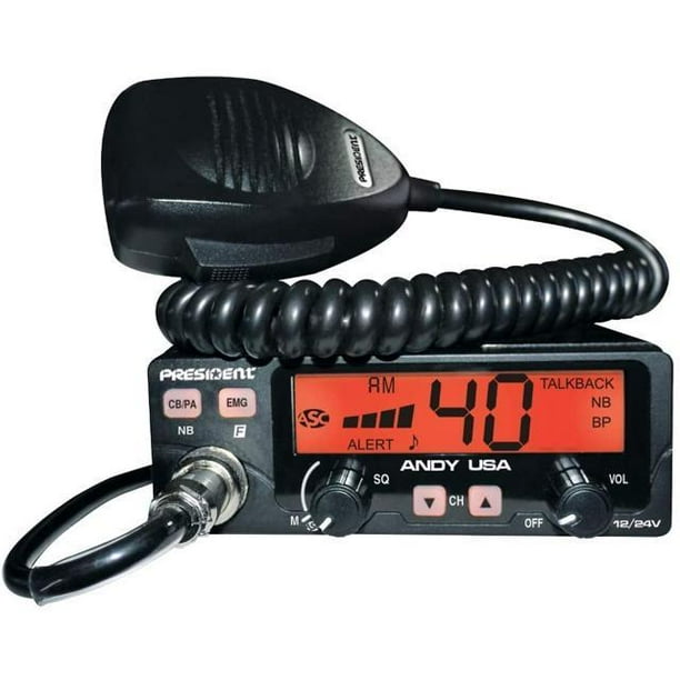 President Electronics 12/24-Volt CB Radio with 7 Color LCD Display ANDY ...