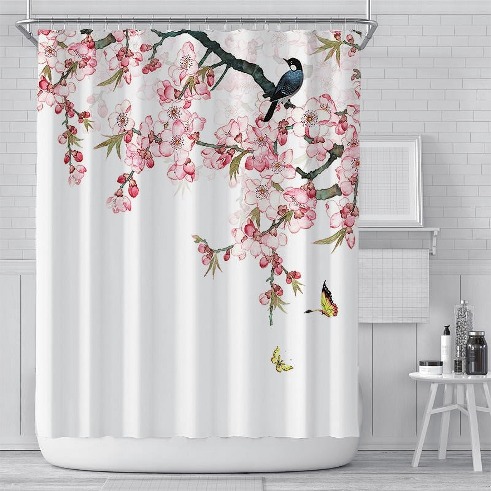 Click here for Lisheng Pink Floral Shower Curtain Liner Asian Jap... prices