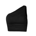 Asymmetric Shoulder Strap Top Fashionable Sleeveless Crop for Casual ...