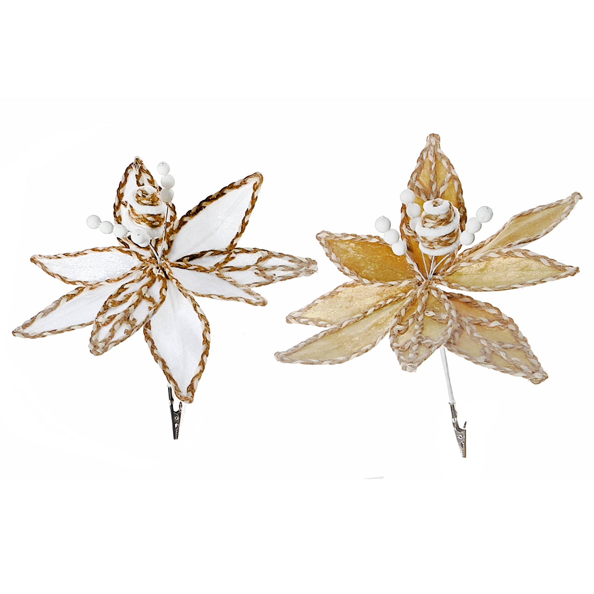 Click here for Ih Casadécor Braided Edge Poinsettia Pick (Asstd)... prices