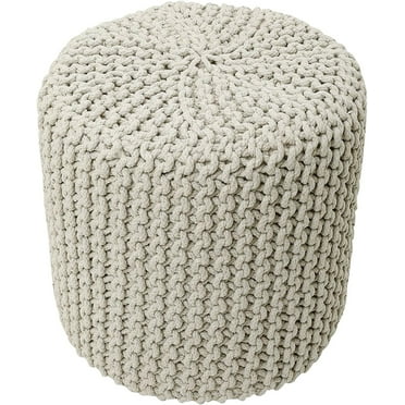 Simpli Home Graham Boho Square Pouf in Patterened Blue and Natural ...