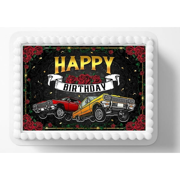 Lowrider Cars Car Club Homie Edible Image Birthday Cake Topper Edible ...