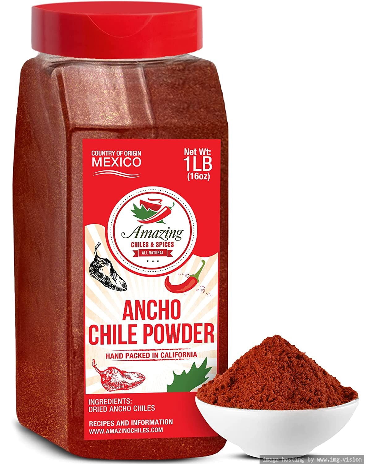 Ancho Chile Powder 1 LB: All-Natural, Medium Heat, Sweet & Smoky Flavor ...