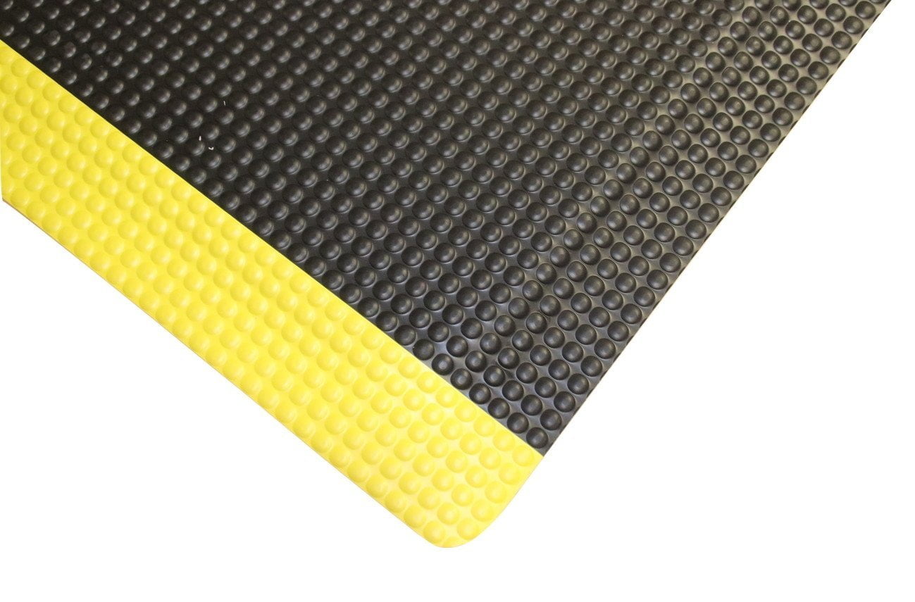 24" Wide, Rhino Mats, Reflex Anti-fatigue Mat, Black w/ Yellow Borders ...