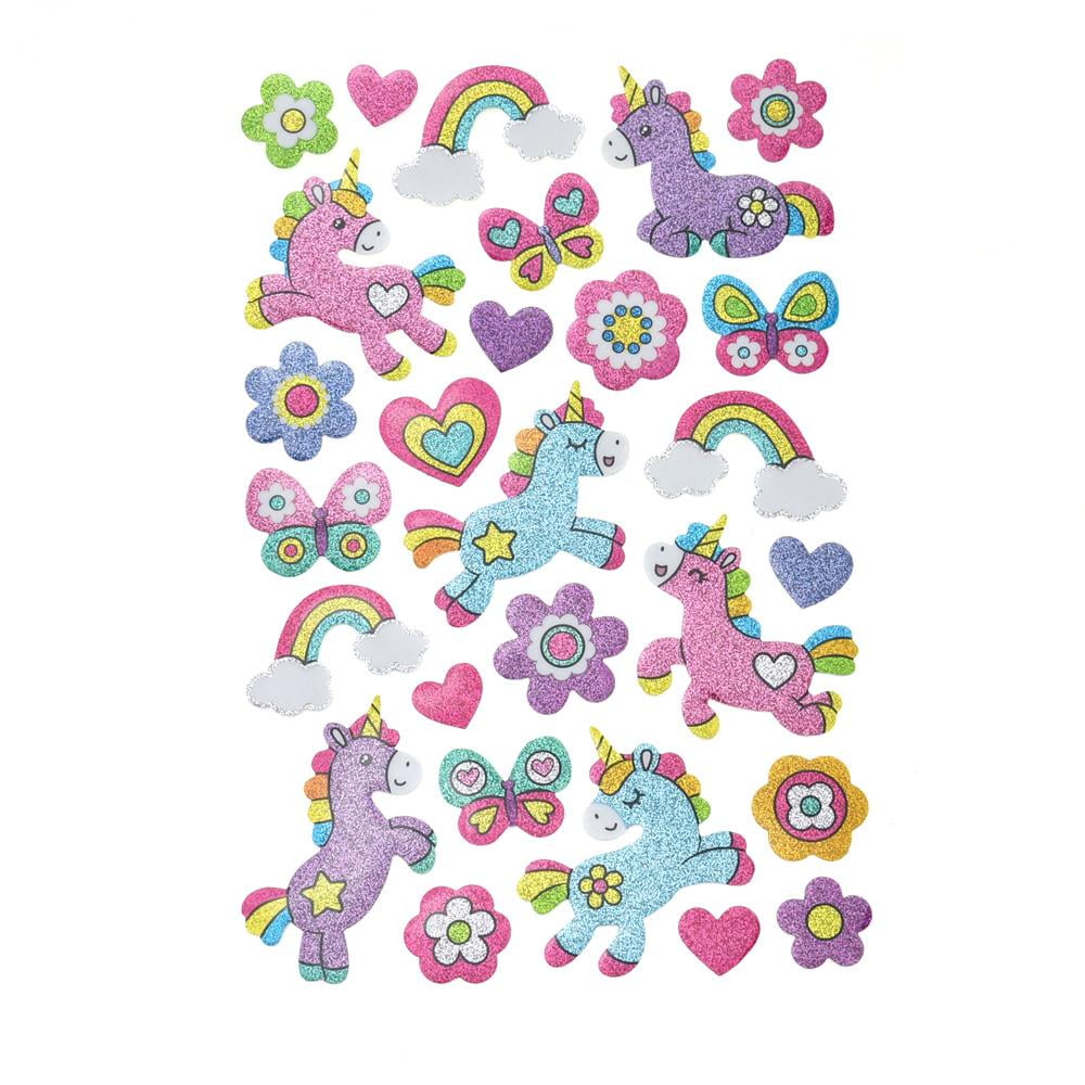 Shimmering Unicorn 3D Glitter Foam Stickers, 27-Piece - Walmart.com