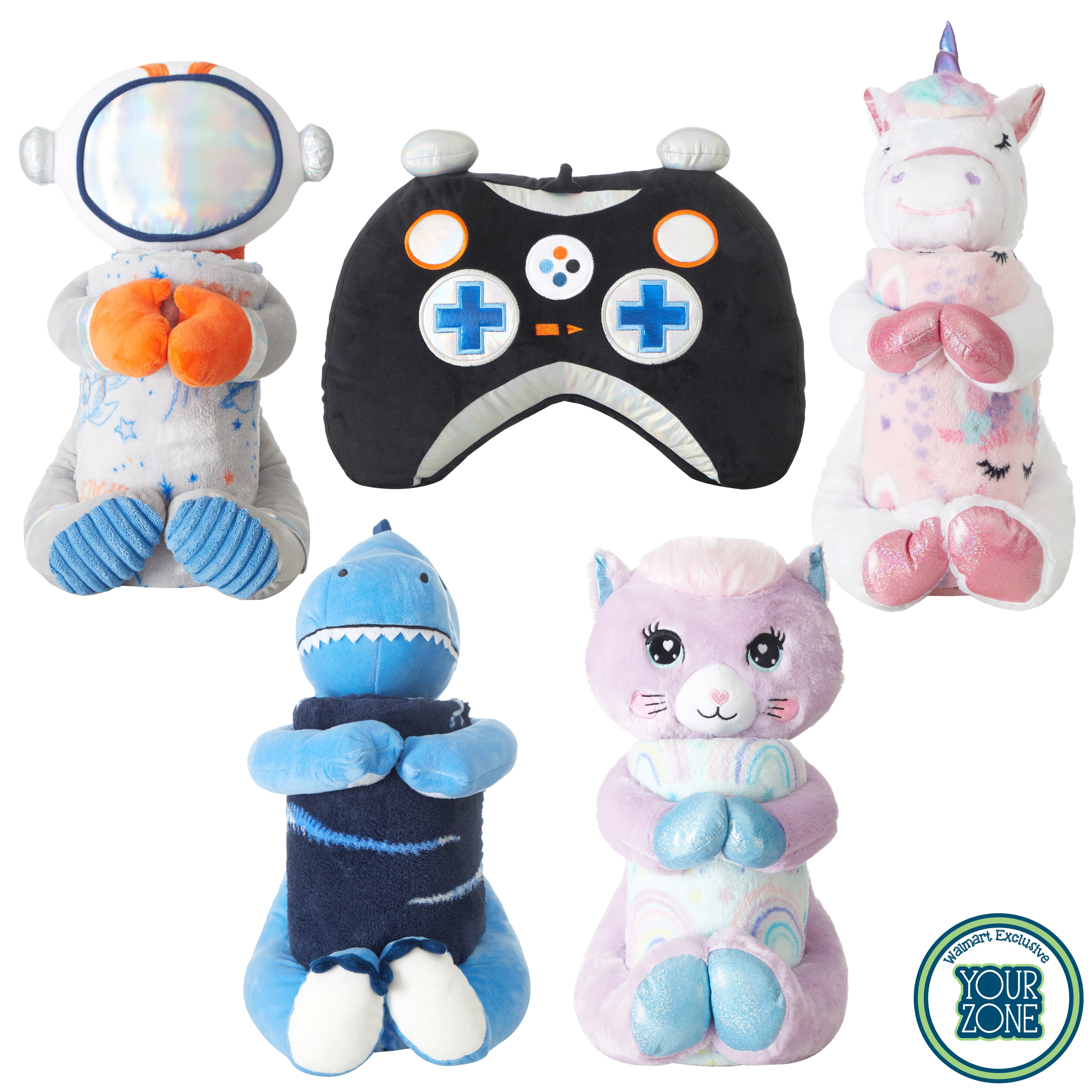 Your Zone 16" Unicorn Hugger and 50" x 60" Plush Throw Set, Multicolor ...