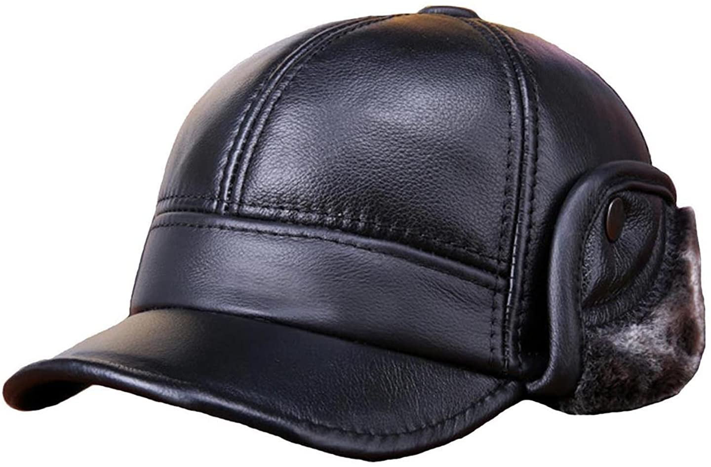 New Real Leather Peaked Cap Thick Winter Snow Hat | Walmart Canada