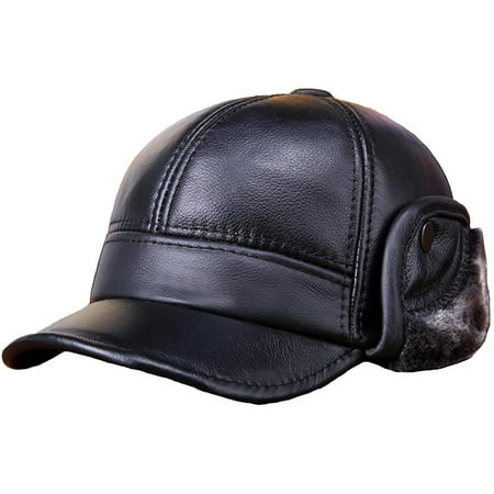 New Real Leather Peaked Cap Thick Winter Snow Hat | Walmart Canada