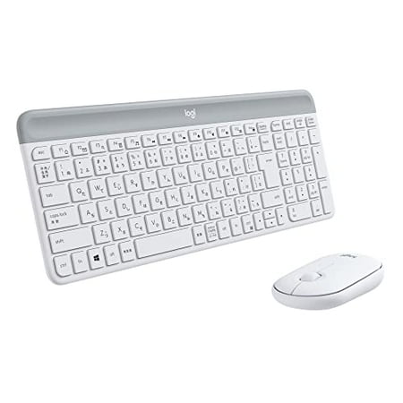 Logitech Quiet Wireless Mouse and Keyboard Set MK470OW Off-White Thin ...