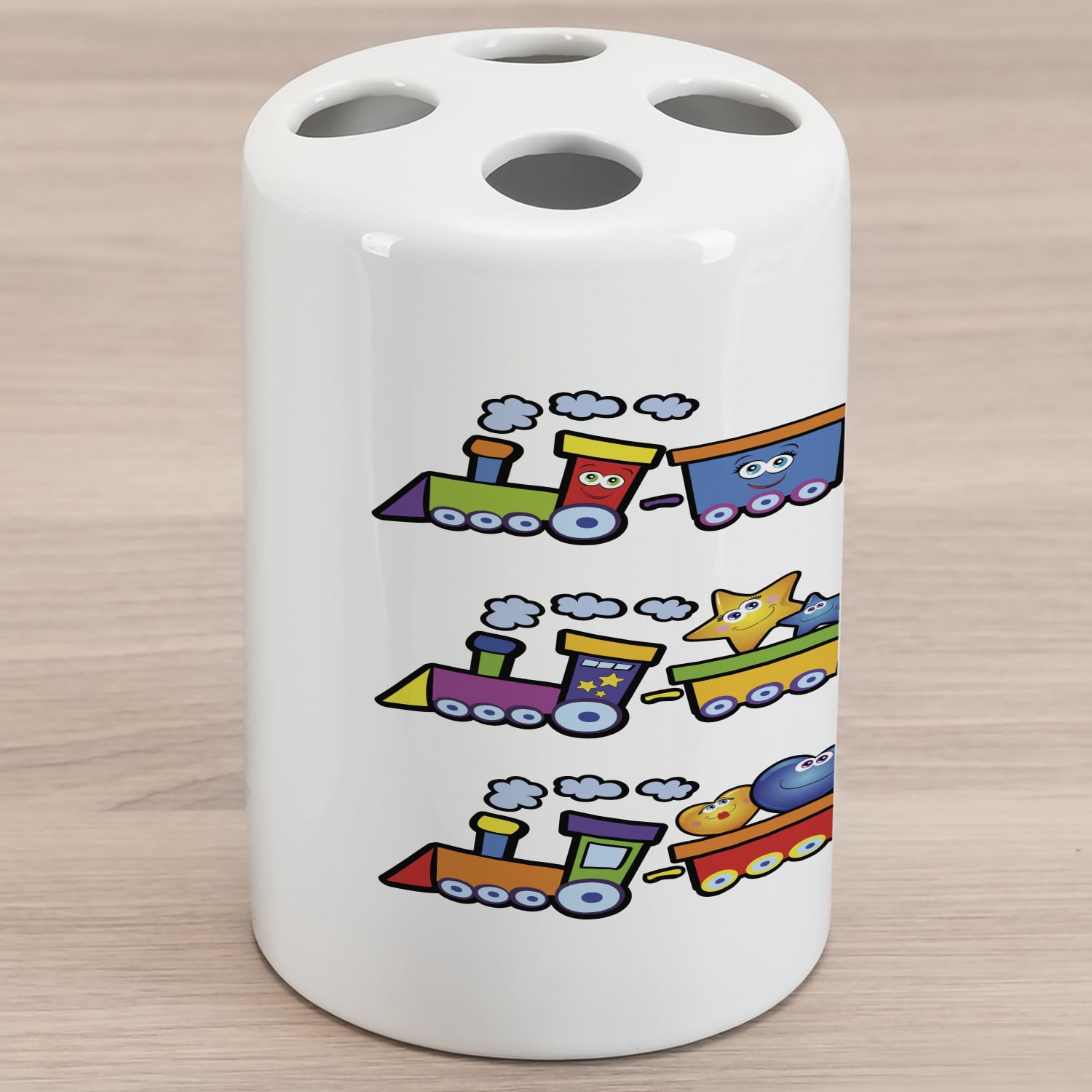 Cartoon Ceramic Toothbrush Holder, Trains Loaded with Stars Hearts and ...