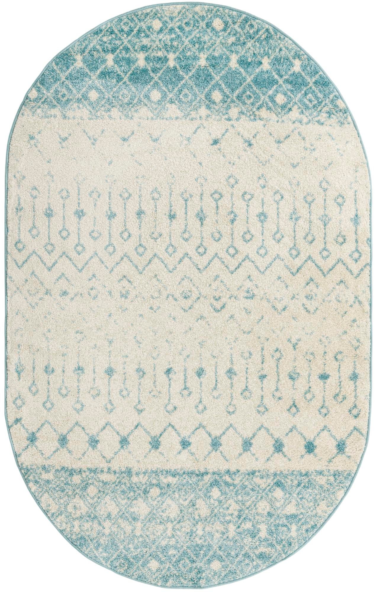 Rugs.com Moroccan Trellis Collection Rug – 5' x 8' Oval Ivory Blue ...