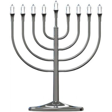 Electric Menorah LED Battery Highly Chrome Plated Hanukkah Menorah ...