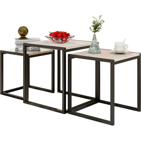 Nesting Table Set of 3 Side Tables, Square End Tables、Coffee Table ...