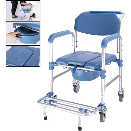 Medical Waterproof Shower Chair with Brakes - Mobile Toilet for Elderly ...