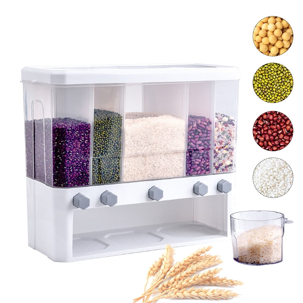 5 Gird Rice Dispenser, Countertop Cereals Dispenser, Grain Storage ...