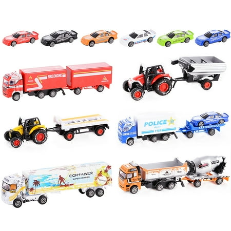 12PCS Diecast Metal Car Models Pull Back Car Toys Play Set Vehicles ...