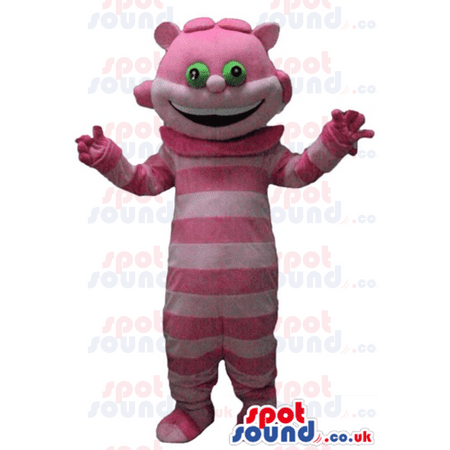 Striped pink monster with round green eyes - Mascots-Mascots not ...