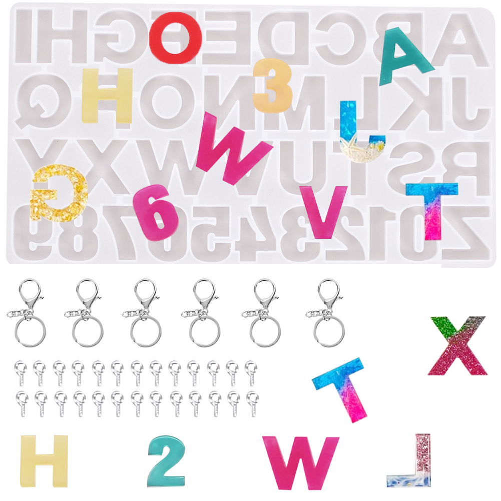 Famure Letter Resin Molds Alphabet Number Silicone Molds Resin Epoxy ...