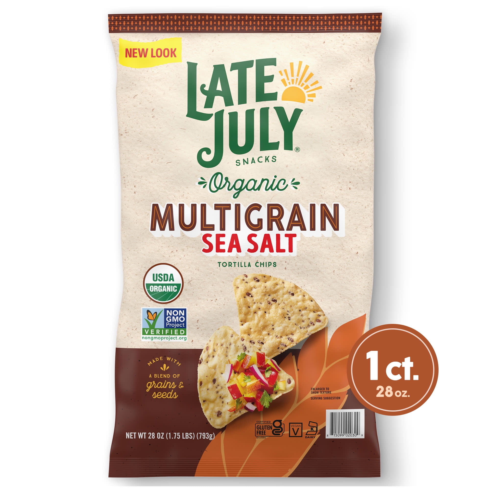 Late July Snacks, Organic Multigrain Tortilla Chips, Sea Salt, 28-oz ...